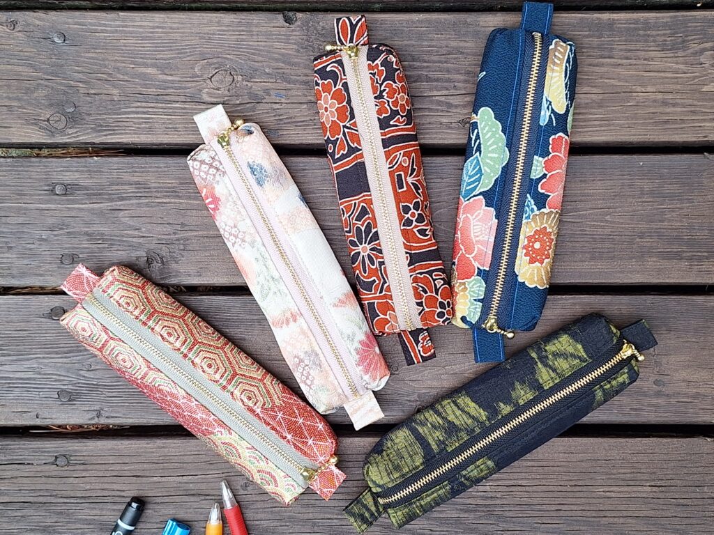 Handmade Silk Pencil Case – Upcycled Kimono Fabric, Small Zipper Pouch ...