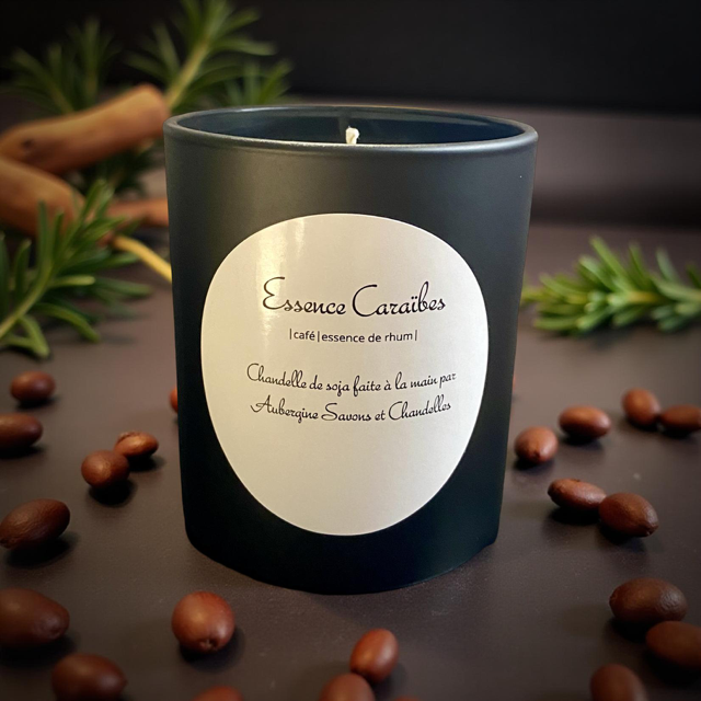 Coffee and Rum essence candle ¨Essence Caraïbes¨, 100% soy wax, 255 g ...